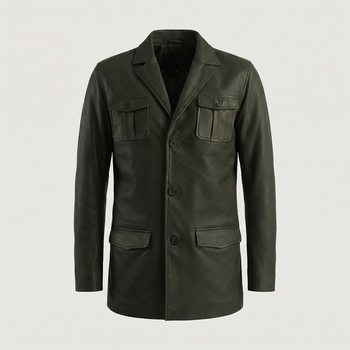 Men’s Ray Cutler Green Leather Blazer Jacket – Leather Nativ